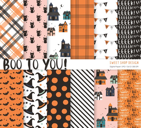Digital Paper Pack BOO TO YOU, Halloween Background, Digital Paper, Set ...