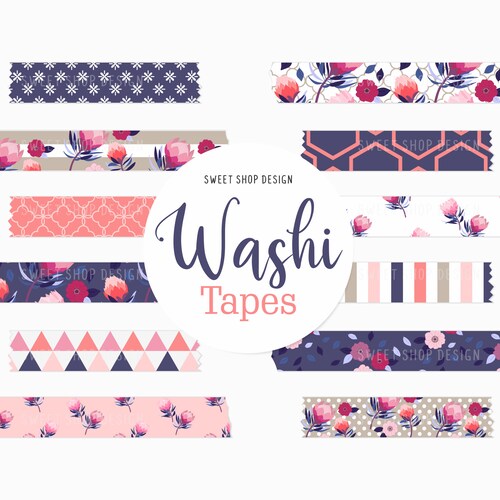 Digital Washi Tape Clipart SPRING GARDEN Graphics With Polka - Etsy