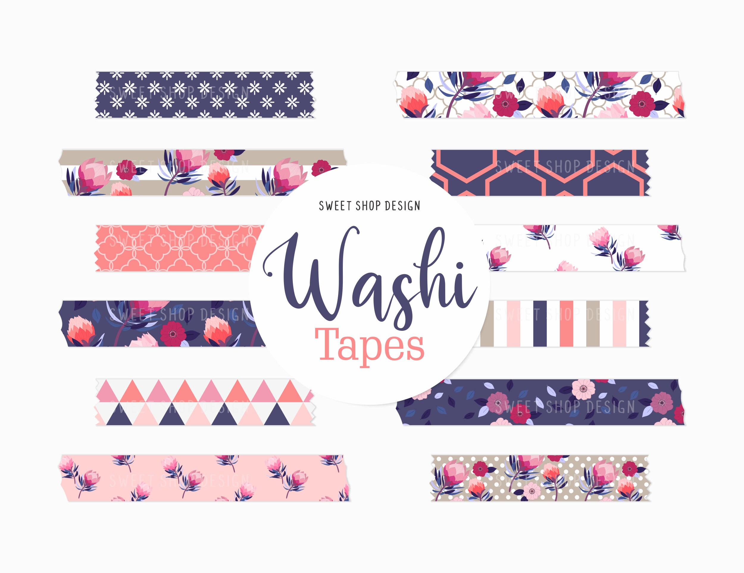 Digital Washi Tape Clipart PROTEA FLOWERS Graphics with | Etsy