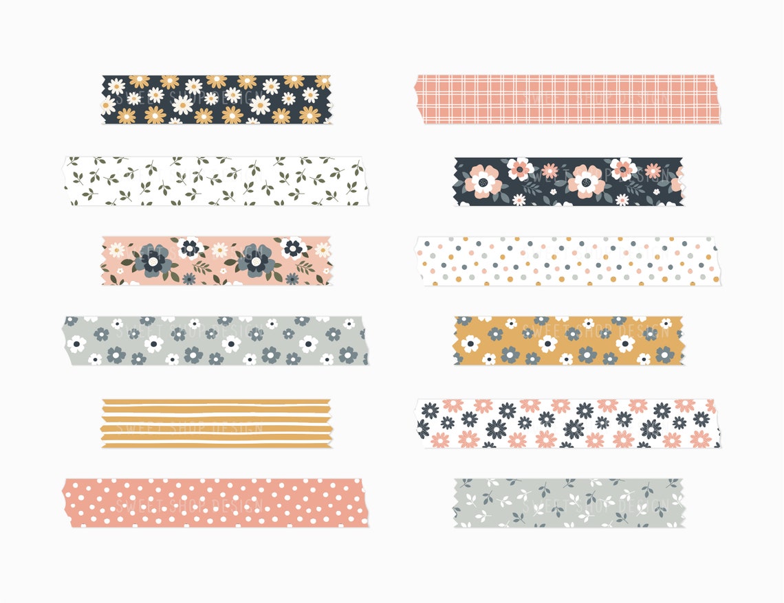 Digital Washi Tape Clipart ALL IN BLOOM Graphics With Spring - Etsy