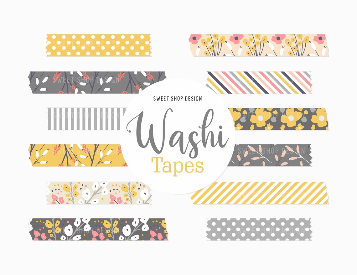 Digital Washi Tape Clipart SPRING POPPIES Graphics With | Etsy
