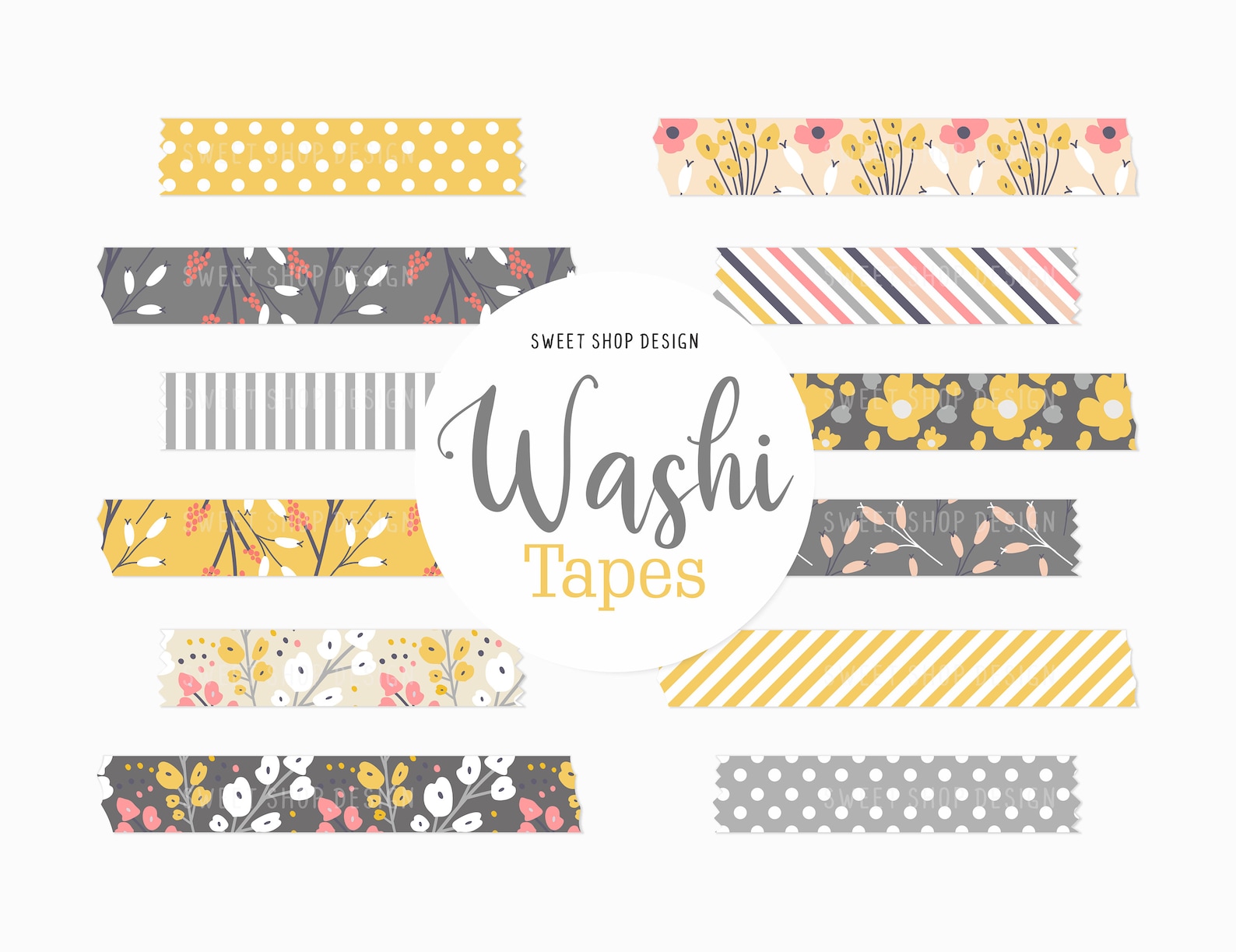 Digital Washi Tape Clipart SPRING POPPIES Graphics With | Etsy