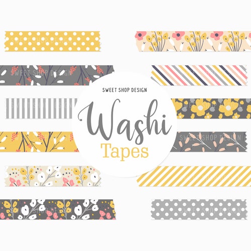 Digital Washi Tape Clipart BOHO FLORAL Graphics With Floral - Etsy