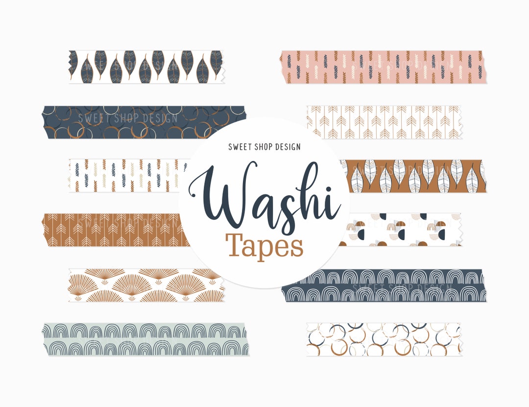 Digital Washi Tape Clipart ABSTRACT BOHO, Floral Graphics for Digital ...