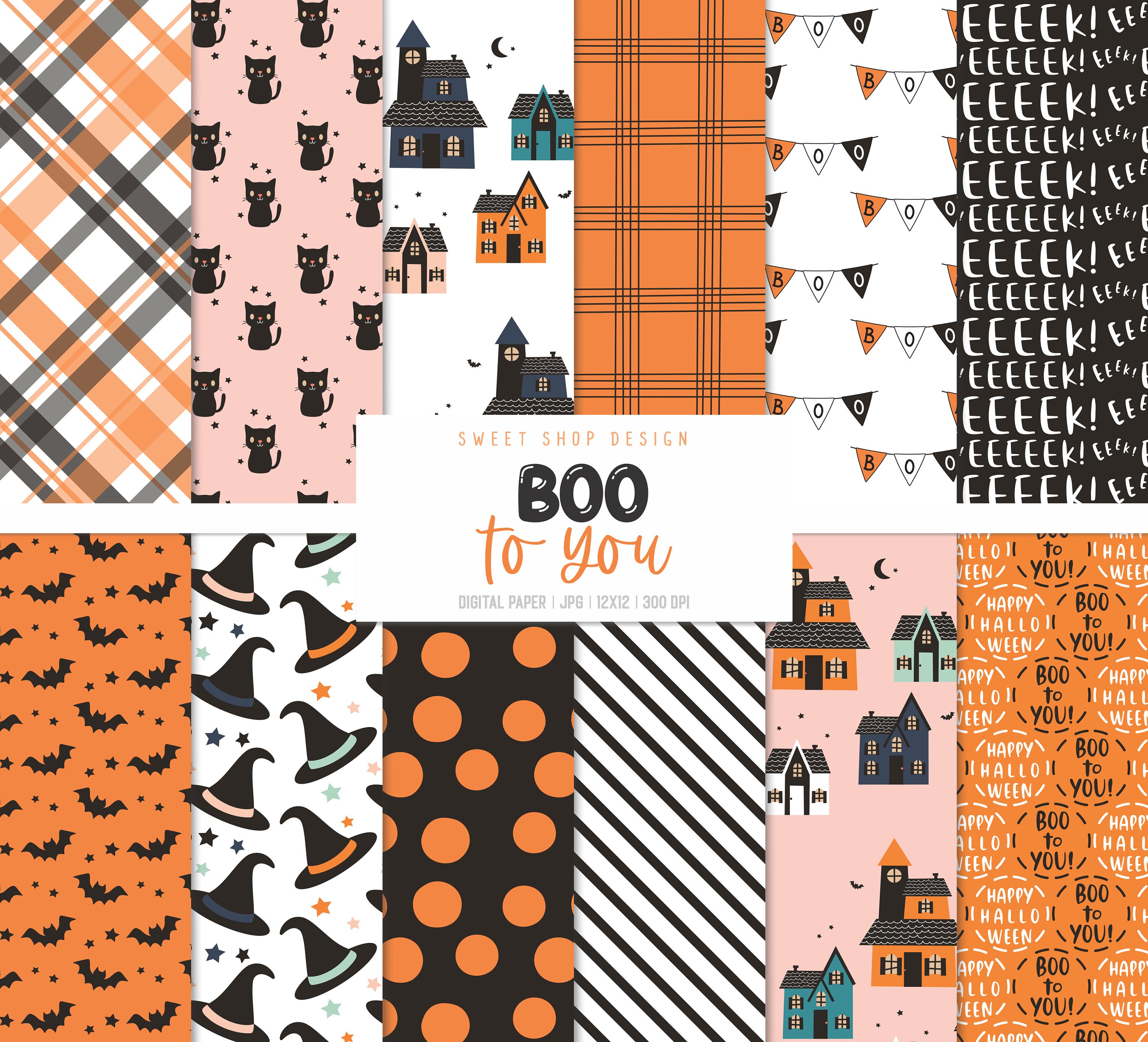 BOO TO YOU Halloween Backgrounds Printable Digital Papers - Etsy
