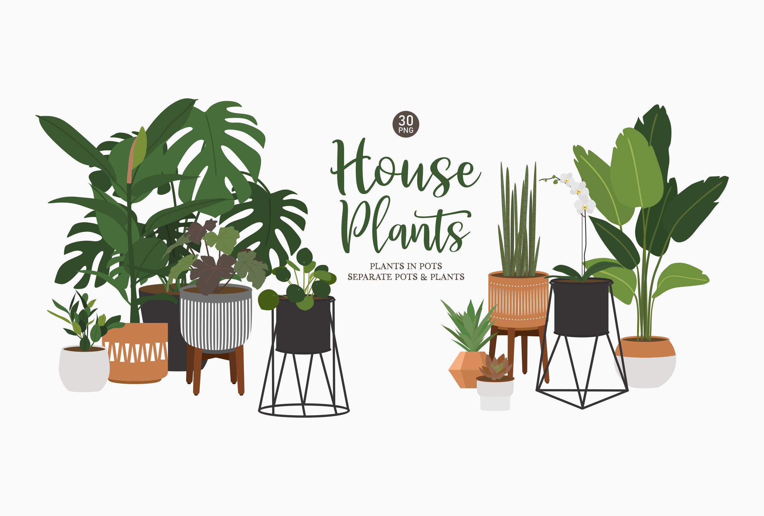 30 House Plant Clip Art Greenery Clipart Potted Plant | Etsy