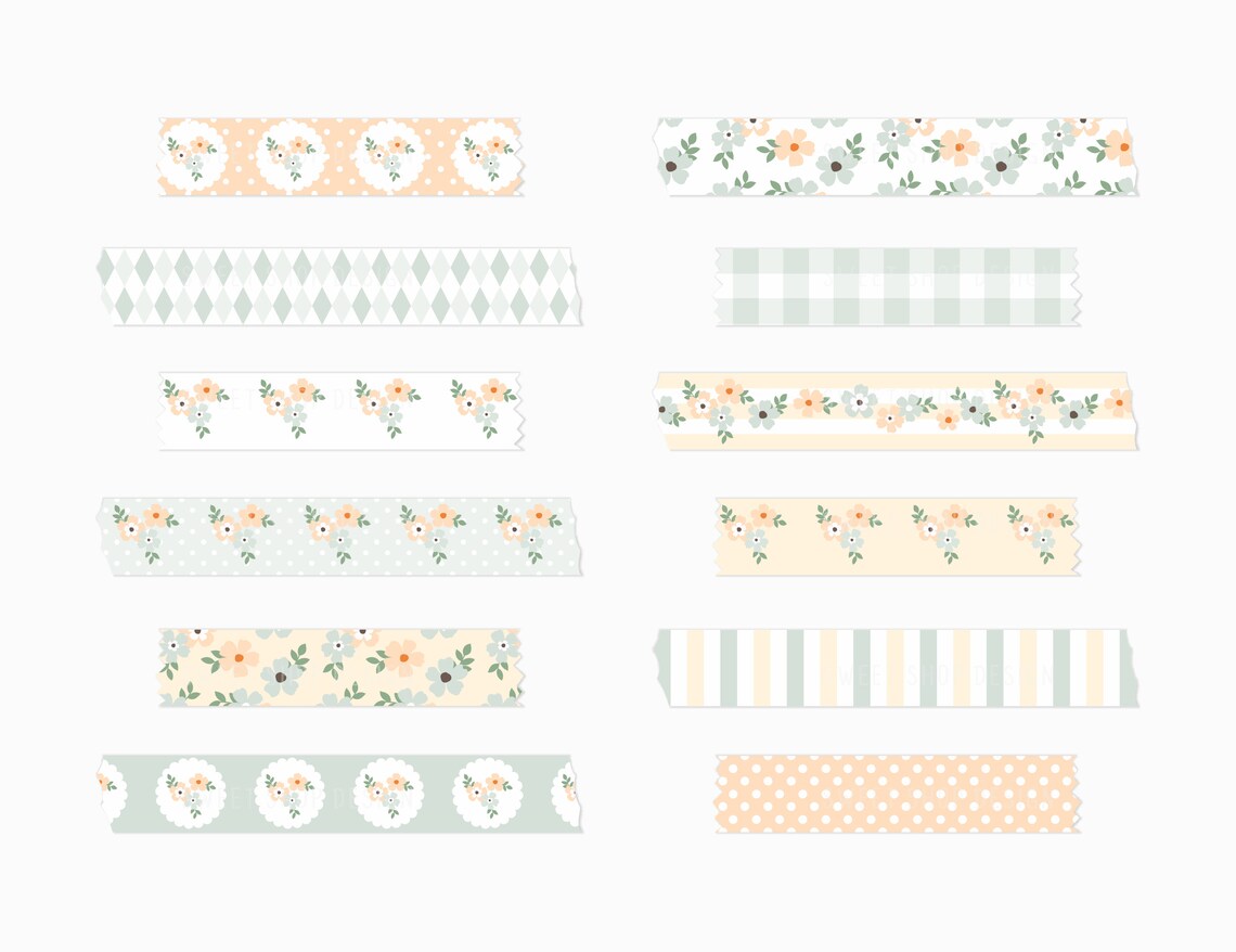 Digital Washi Tape Clipart DEAR PERIWINKLE Graphics With | Etsy