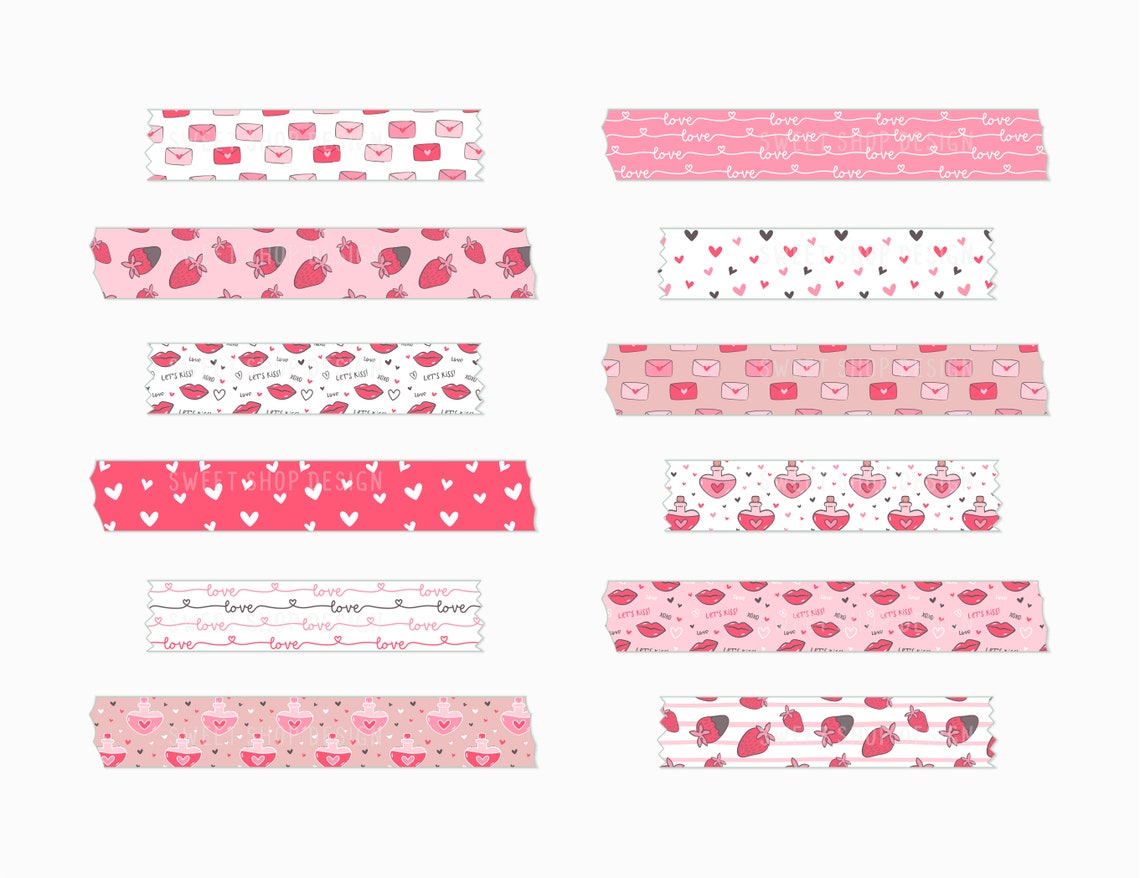 Digital Washi Tape Clipart Be My Valentine Graphics With - Etsy