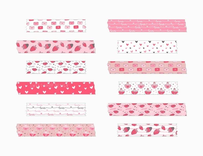 Digital Washi Tape Clipart BE MY VALENTINE, Heart Love Graphics for ...
