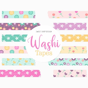 Digital Washi Tape Clipart SPRING GARDEN, Graphics With Polka Dots ...