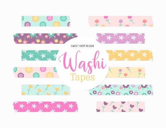 Digital Washi Tape Clipart SPRING GARDEN, Graphics with Polka Dots ...