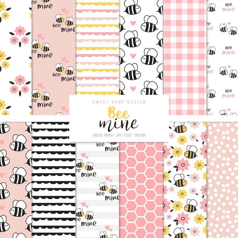 Bee Digital Paper - Etsy