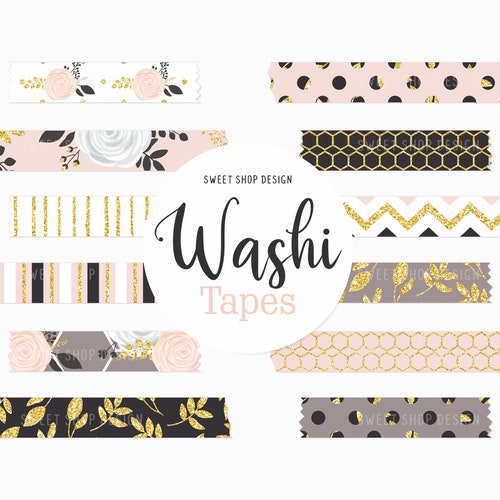 Digital Washi Tape Clipart SPRING GARDEN Graphics With Polka - Etsy