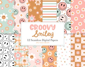 Retro Digital Papers - Etsy