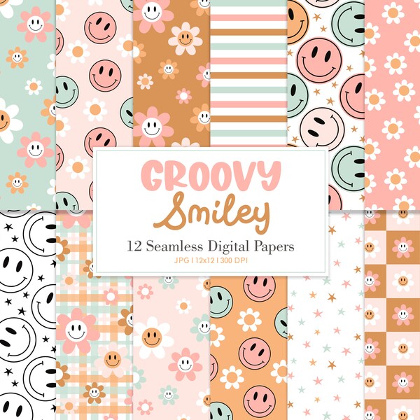Retro Digital Papers - Etsy