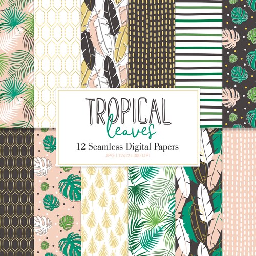 Watercolor Tropical Background. Digital Paper Pack Fabric - Etsy