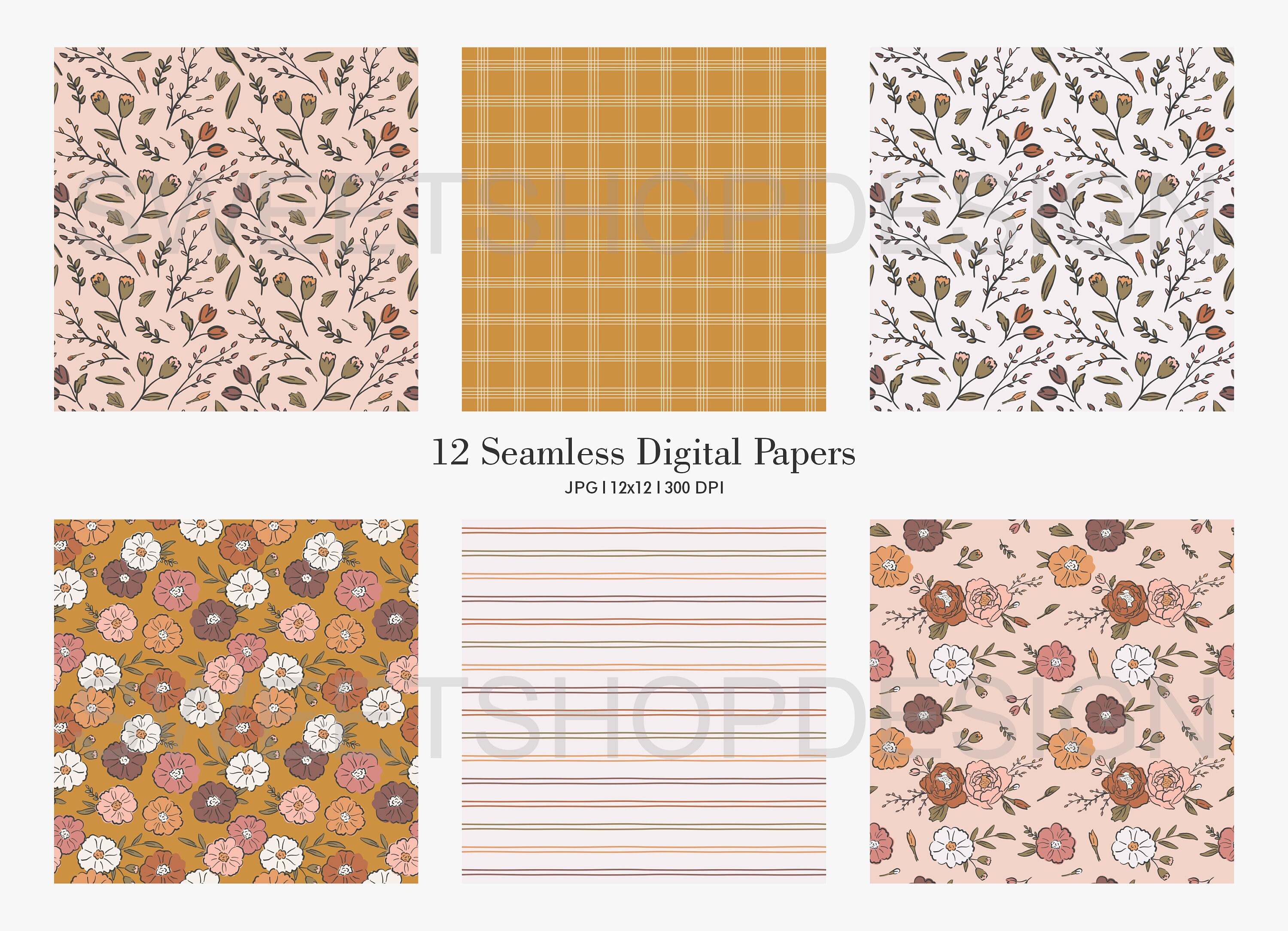 FLOWER BLOOM, Floral Seamless Repeat Pattern, Backgrounds, Printable ...