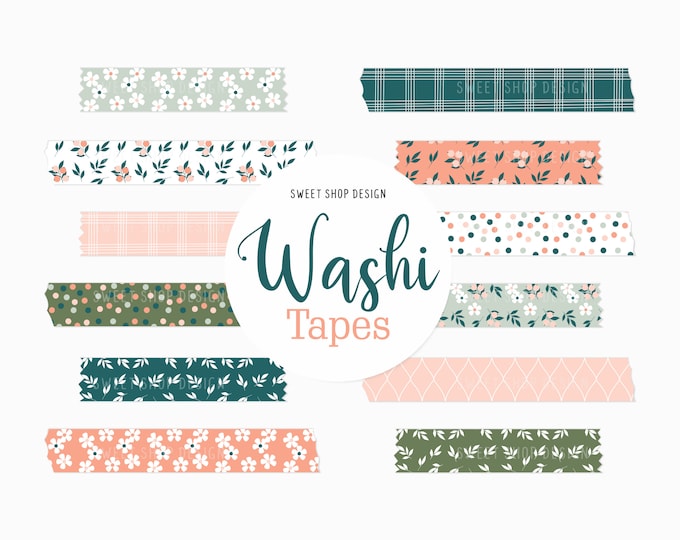 Digital Washi Tape Clipart FLORAL FRUITY Graphics With Fruit - Etsy