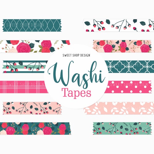 Digital Washi Tape Clipart BOHO FLORAL Graphics With Floral - Etsy