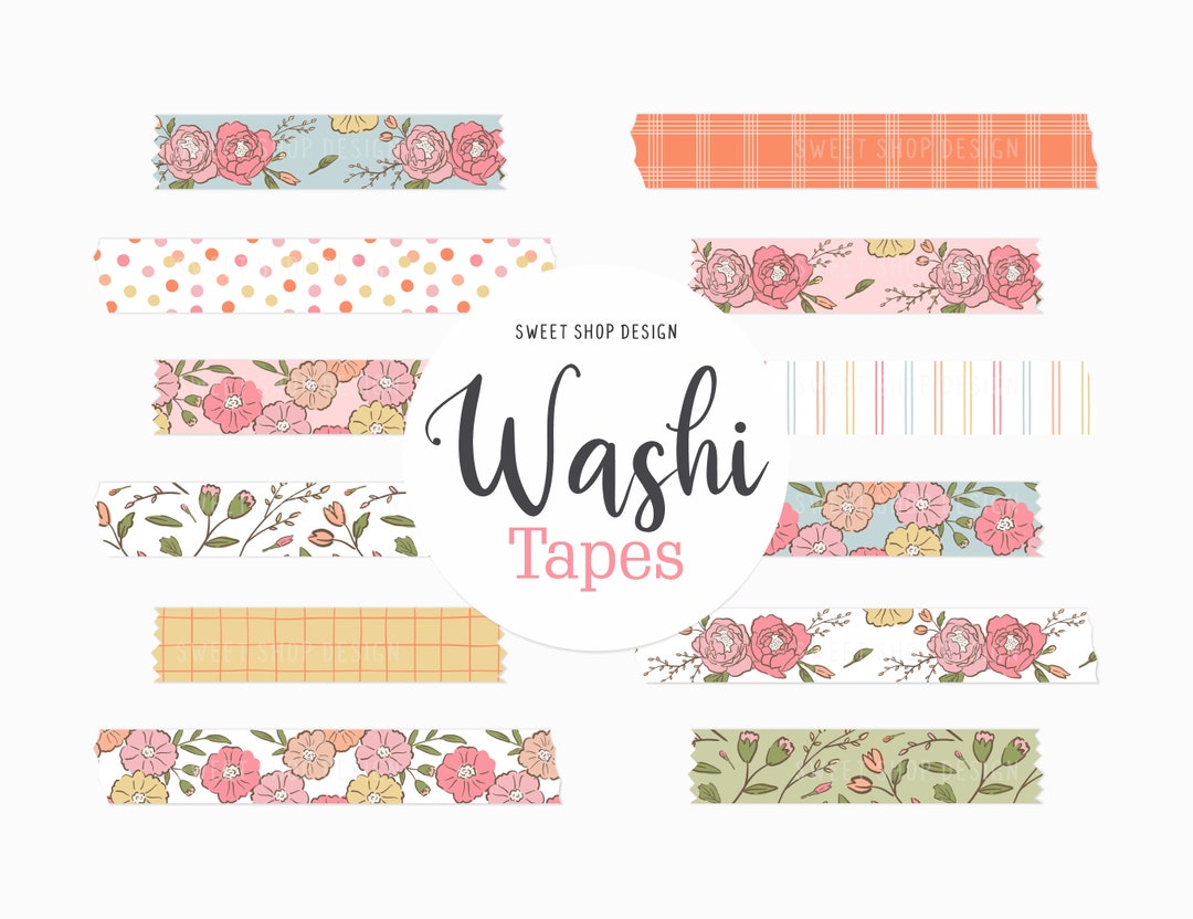 Digital Washi Tape Clipart SPRING GARDEN, Floral Graphics for Digital ...