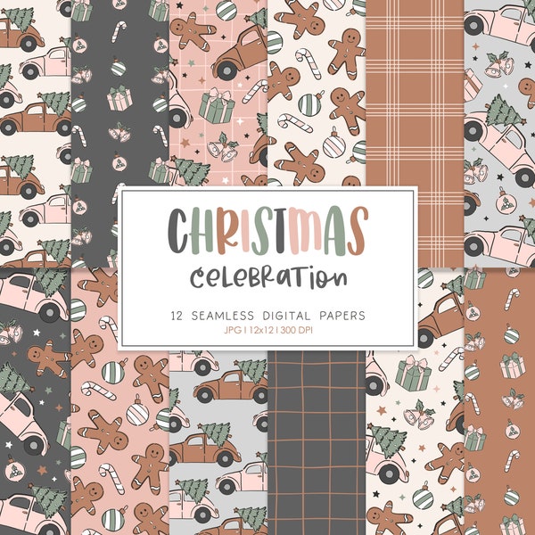 Christmas Digital Paper - Etsy