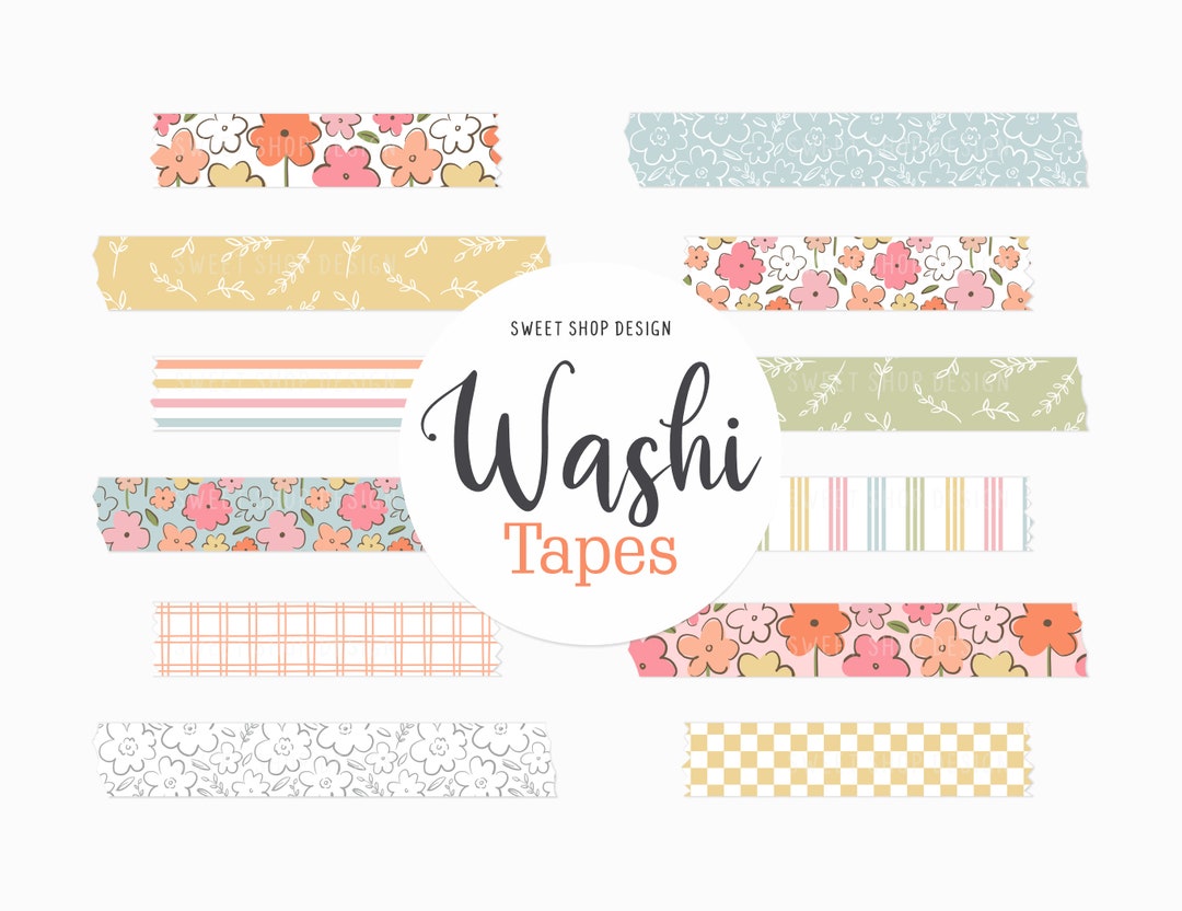 Digital Washi Tape Clipart SWEET SPRING, Floral Graphics for Digital ...