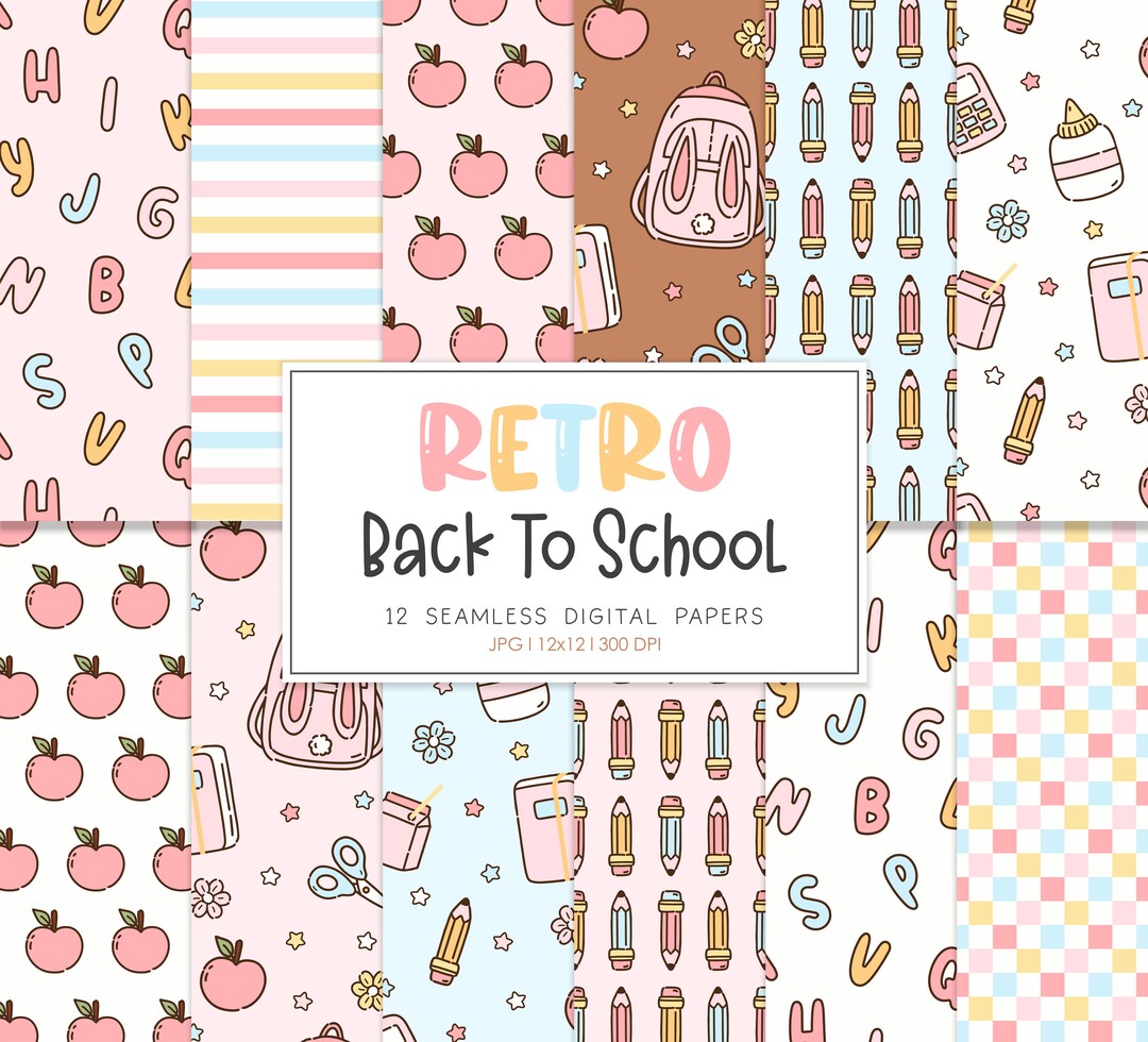 BACK TO SCHOOL, School Education Teacher Educator Retro Seamless ...