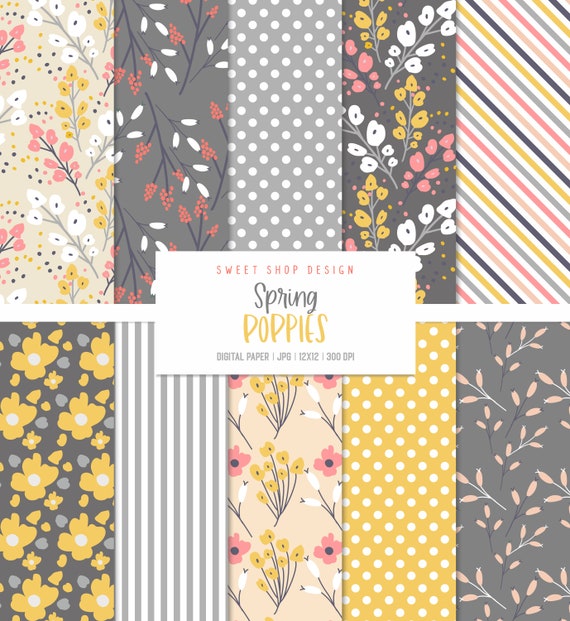 SPRING POPPIES, Poppy Floral Backgrounds, Printable Digital Papers by ...