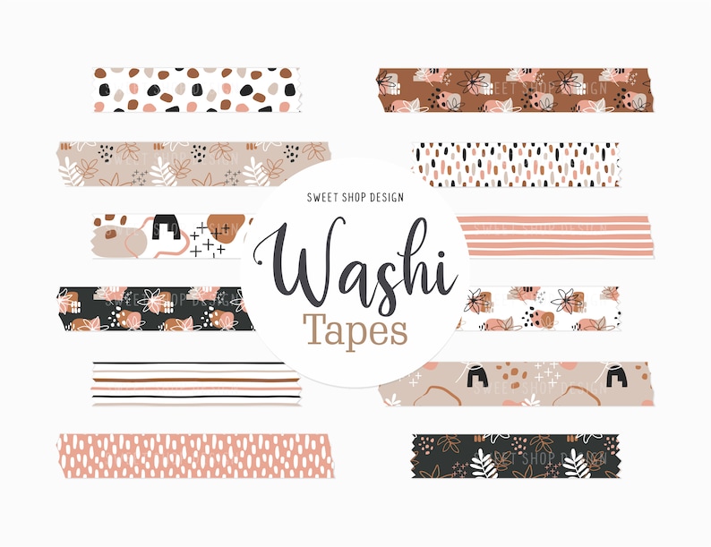 Digital Washi Tape Clipart ABSTRACT FLORAL Graphics With - Etsy