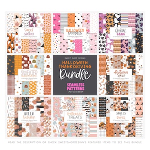 HALLOWEEN DOODLES, Bat Pumpkin Ghost Seamless Repeat Pattern ...