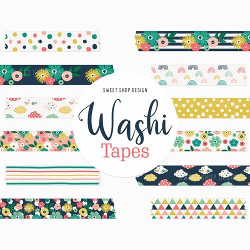 Digital Washi Tape Clipart SPRING POPPIES Graphics With - Etsy
