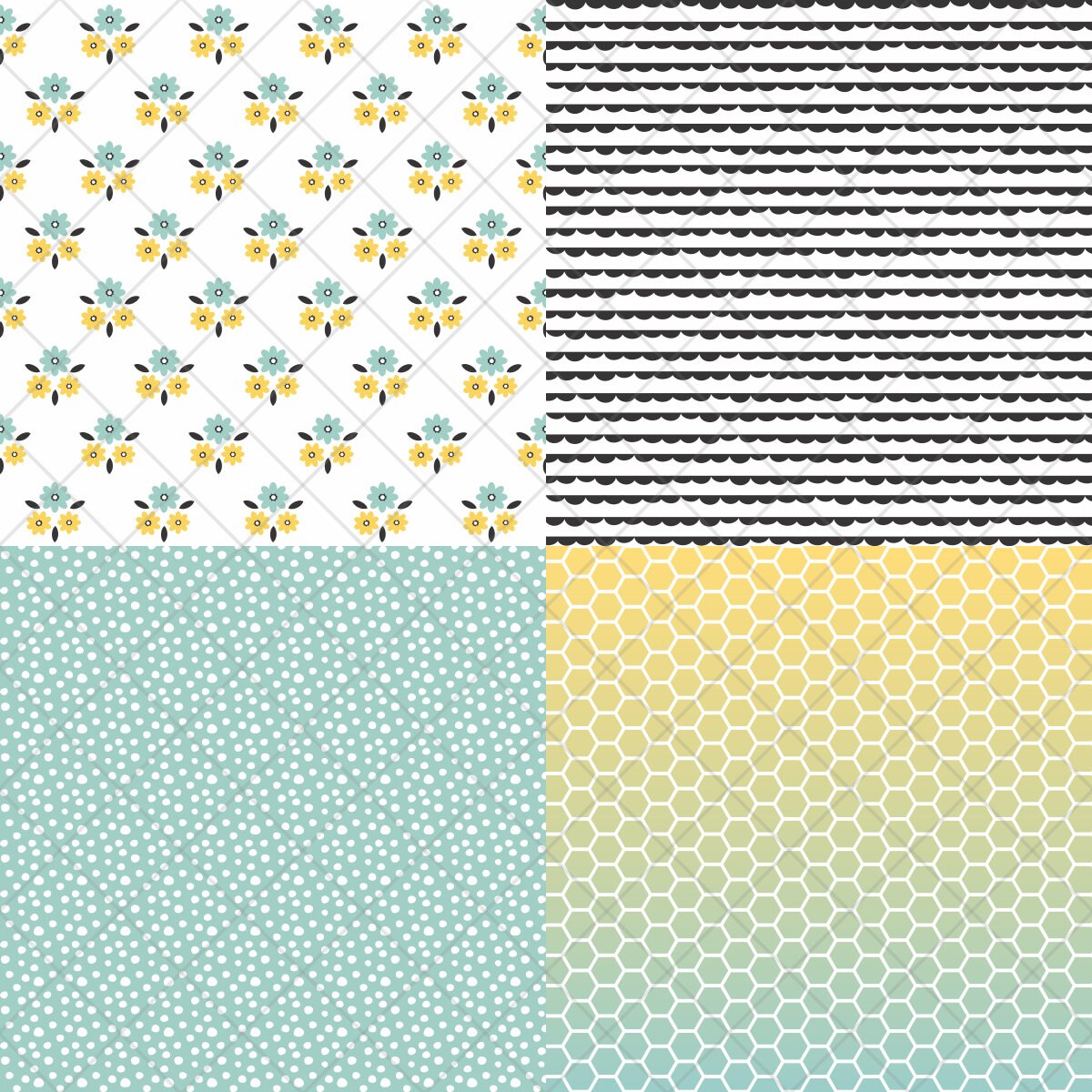 BUMBLE BEES Bees Floral Geometric Backgrounds Printable - Etsy