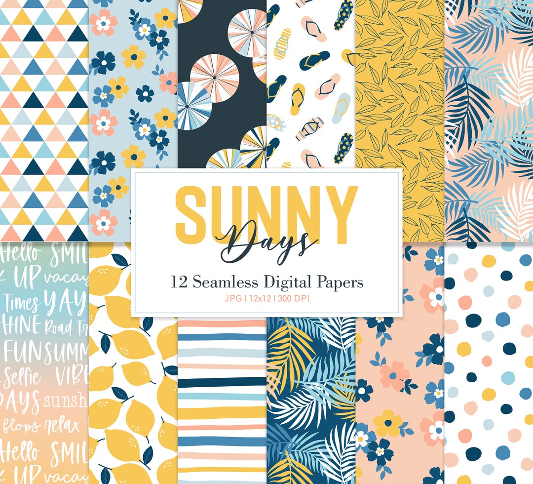 SUNNY DAYS, Floral Lemon Summer Seamless Repeat Pattern, Backgrounds ...