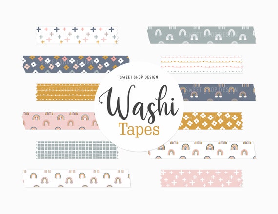 Digital Washi Tape Clipart BOHO RAINBOW, Graphics with Boho Rainbow For ...