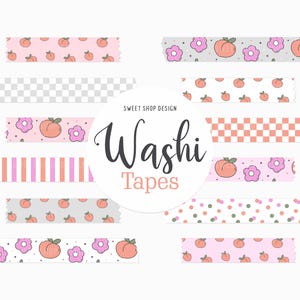 Digital Washi Tape Clipart JUST PEACHY, Fruit Floral Summer Graphics ...
