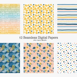 SUNNY DAYS, Floral Lemon Summer Seamless Repeat Pattern, Backgrounds ...