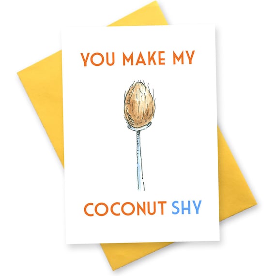 Funny birthday card / Rude greeting cards / Coconut shy / love | Etsy