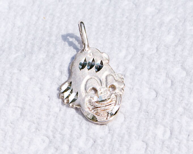 Sterling Silver Clown Head Diamond Cut Charm Pendant - Etsy