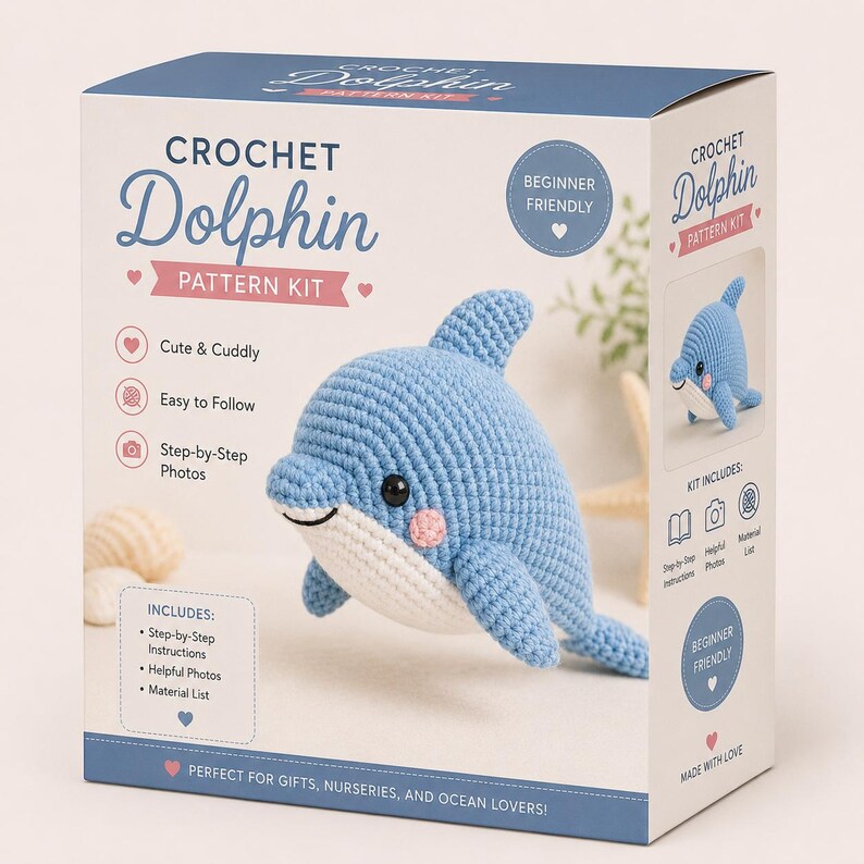 Beginner Crochet Dolphin Pattern, Amigurumi Plush Tutorial (PDF ...