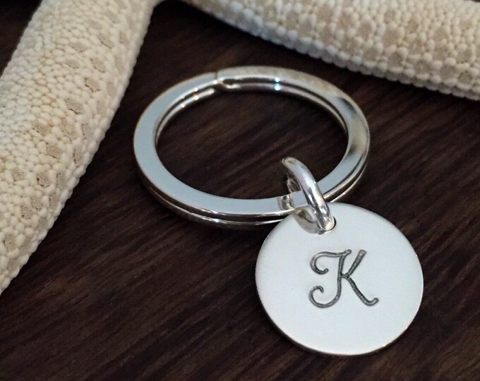 Sterling Silver Monogrammed Key Ring With 1 Initial / Initial - Etsy