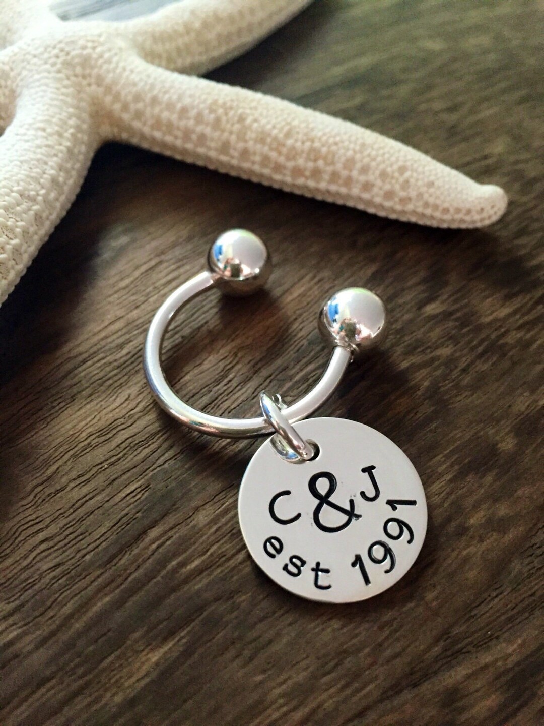 Sterling Silver Horseshoe Key Ring With Personalized Tag Initals and ...