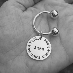Sterling Silver Horseshoe Style Key Ring With Large Personalized Charm ...
