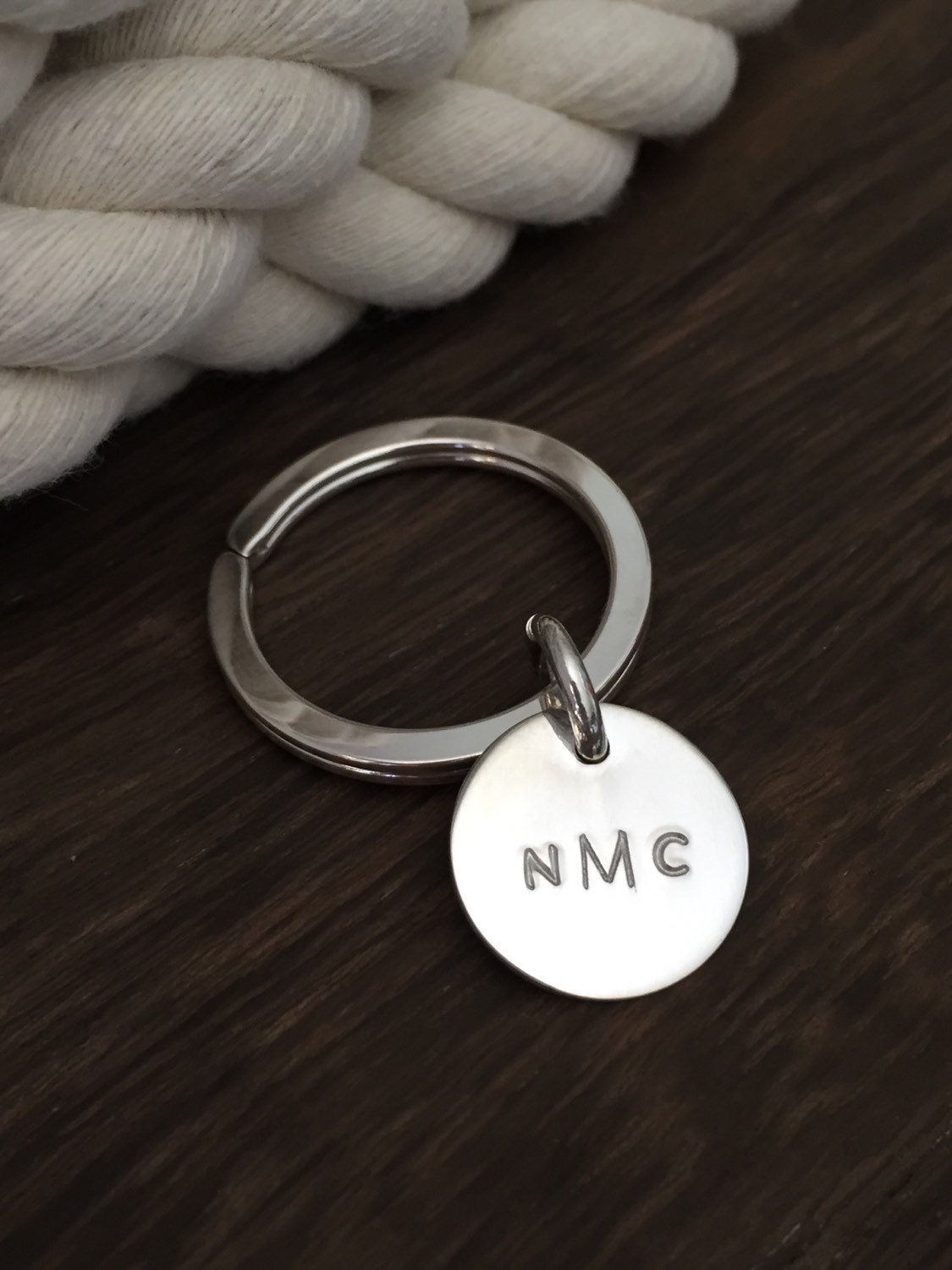 Sterling Silver Monogrammed Key Ring / Personalized Key Ring / - Etsy UK