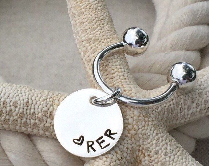 Sterling Silver Key Ring With Personalized Tag / Monogrammed Key ...