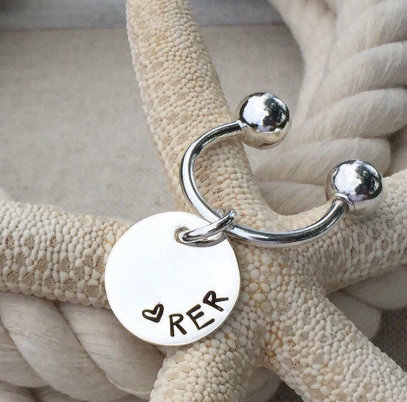 Sterling Silver Key Ring With Personalized Tag / Monogrammed - Etsy