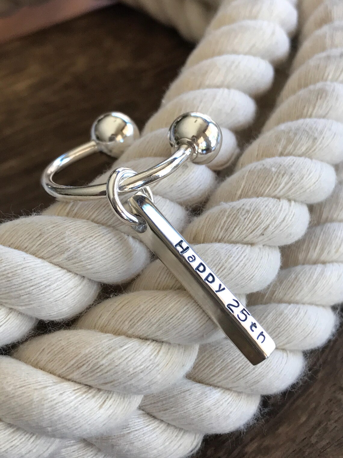 Sterling Silver Horseshoe Key Ring With Personalized Silver - Etsy