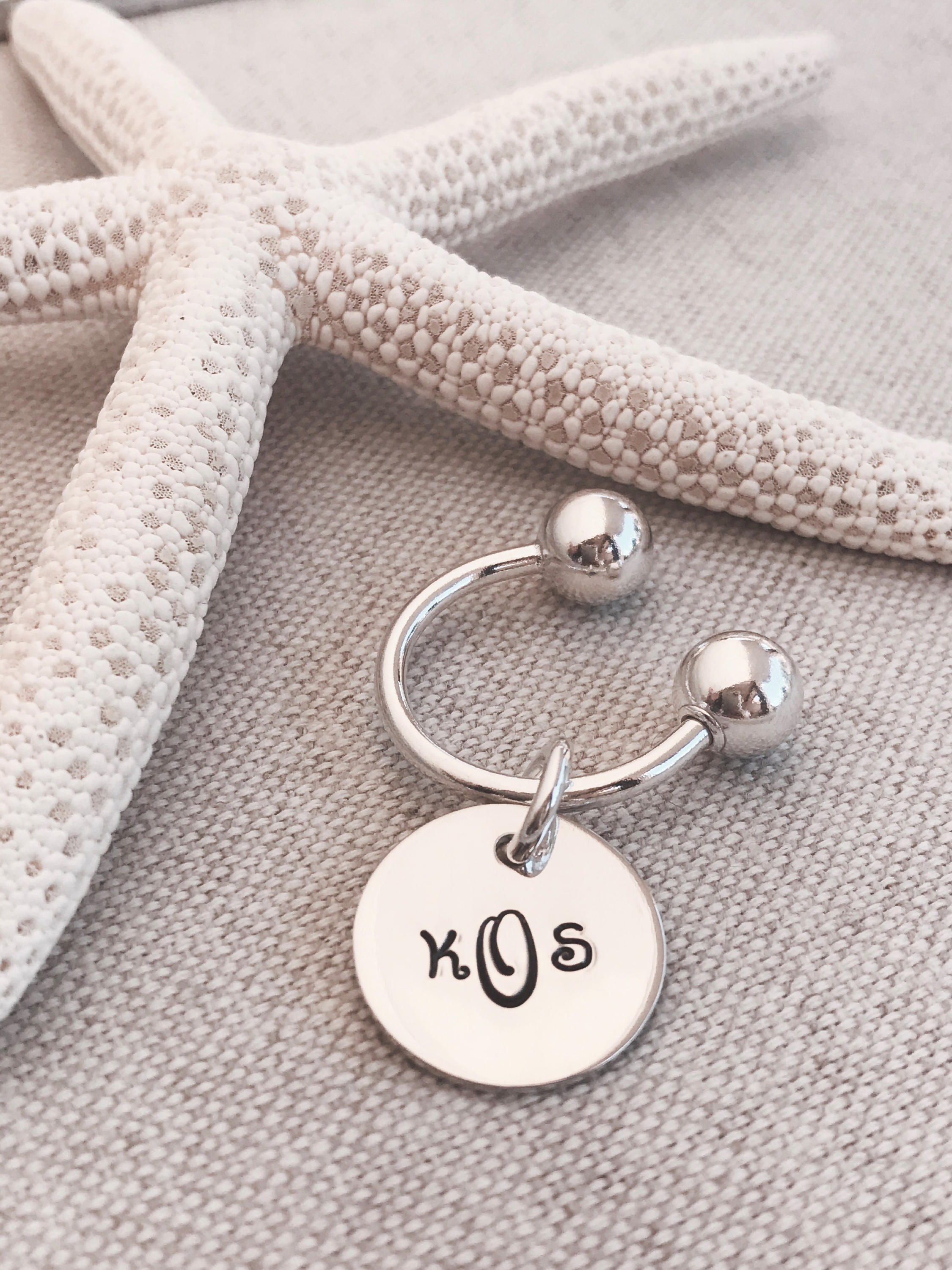 Sterling Silver Monogrammed Horseshoe Style Key Ring / Monogrammed Key ...