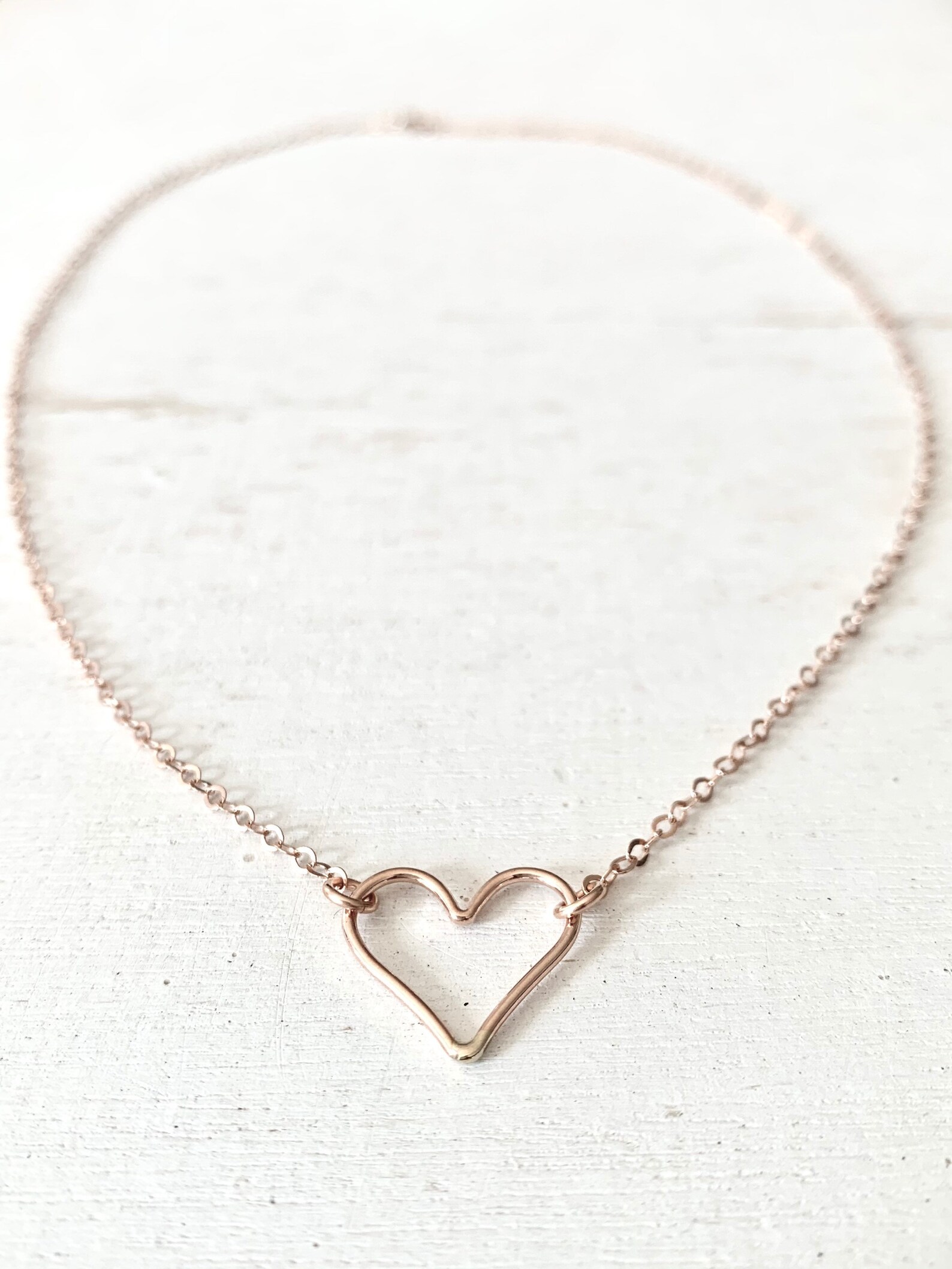 Rose Gold Filled Open Heart Necklace Rose Gold Heart - Etsy