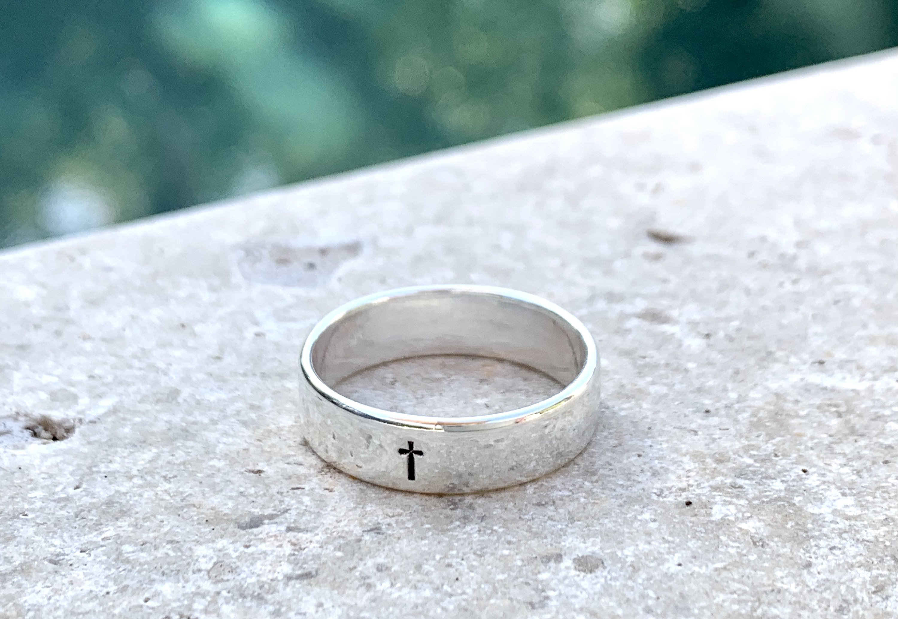Sterling Silver Cross Ring Silver Band With Hand Stamped | Etsy