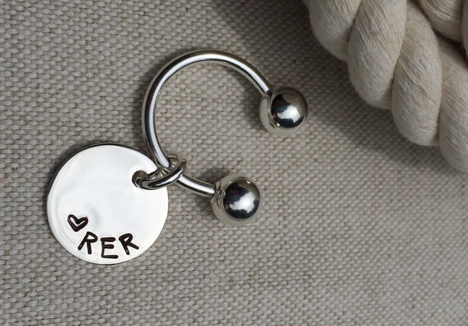 Sterling Silver Key Ring with Personalized Tag / Monogrammed | Etsy